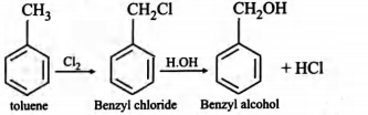 What is obtained when chlorine is passed in boiling toluene and product ...