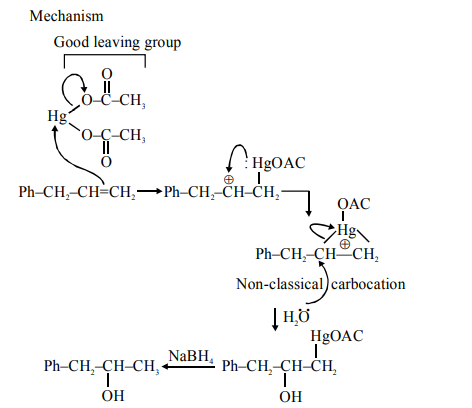 on mercuration- demercuration produces the major product