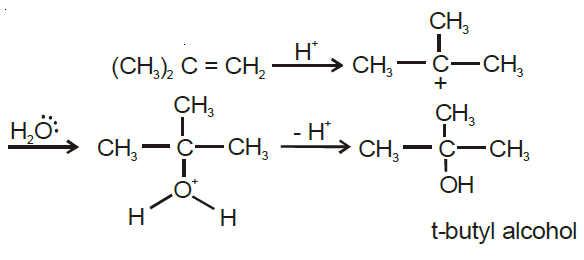 Among the alkenes which one produces tertiary butyl alcohol on acid ...