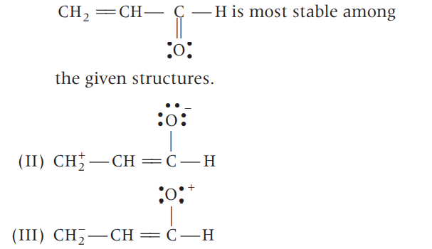 The stability order of the following resonance structures is