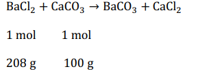 When 10 g CaCO 3 reacts with 20 g BaCl 2 BaCl 2+ CaCO 3 arrow BaCO 3 ...