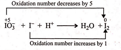 In the balanced chemical reaction, IO 3-+a I -+b H + arrow c H 2 O +d I ...