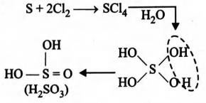 Sulphur reacts with chlorine in 1: 2 ratio and forms X. Hydrolysis of X ...