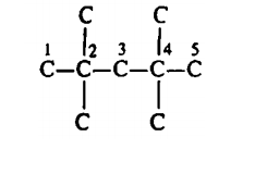 The number of 4° carbon atoms in 2, 2, 4, 4-tetramethylpentane