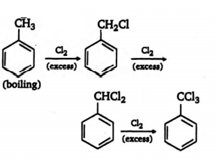 By passing excess Cl 2(g) in boiling toluene, which one of the ...