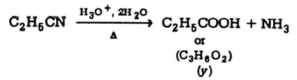In the reaction sequence, C 2 H 5 Cl + KCN xrightarrow C 2 H 5 O H X ...