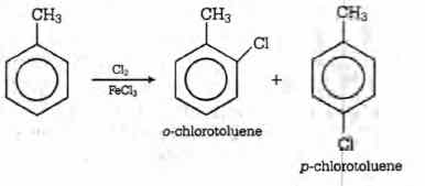 The reaction of toluene with Cl2 in the presence of FeCl3 gives 'X' and ...