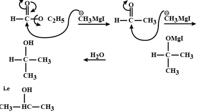 Reaction of ethyl formate with excess of CH3MgI followed by hydrolysis ...