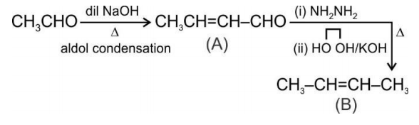 Consider the following reaction sequence CH 3 CHO xrightarrow[Δ] dilNaOH A xrightarrow[ text (ii ...