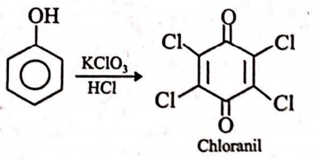 Phenol on oxidation gives chloranil. The oxidant used is