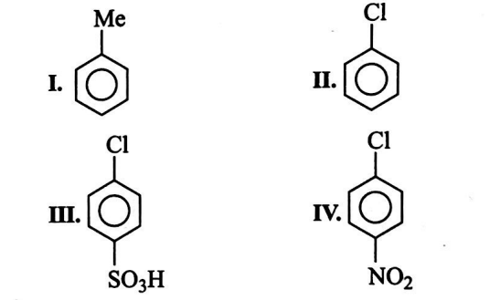 The decreasing order of ArSN reaction with C 2 H 5 O ominus / EtOH is: