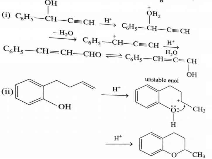 Write the intermediate steps for each of the following reactions