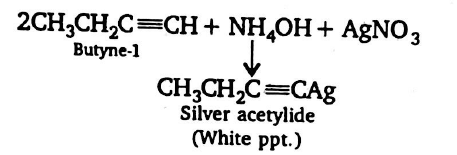 Butyne-1 and butyne-2 can be distinguished by: - Tardigrade
