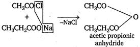 When acetyl chloride reacts with sodium propionate/the product formed is