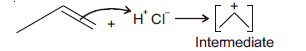 The intermediate during the addition of HCl to propene in presence of ...
