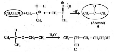 underset(C5H10O)X stackrel H 3 O + longrightarrow B + C , B C both give ...