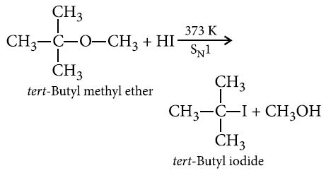 (CH3)3COCH3 and CH3OC2H5 are treated with hydroiodic acid. T