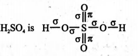 The number of σ and π bonds present in a molecule of H2SO4 are ...
