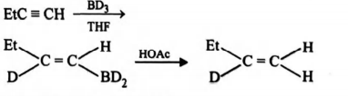 The major product in the reaction CH3CH2C ≡ CH xrightarrow[THF]BD3 ...
