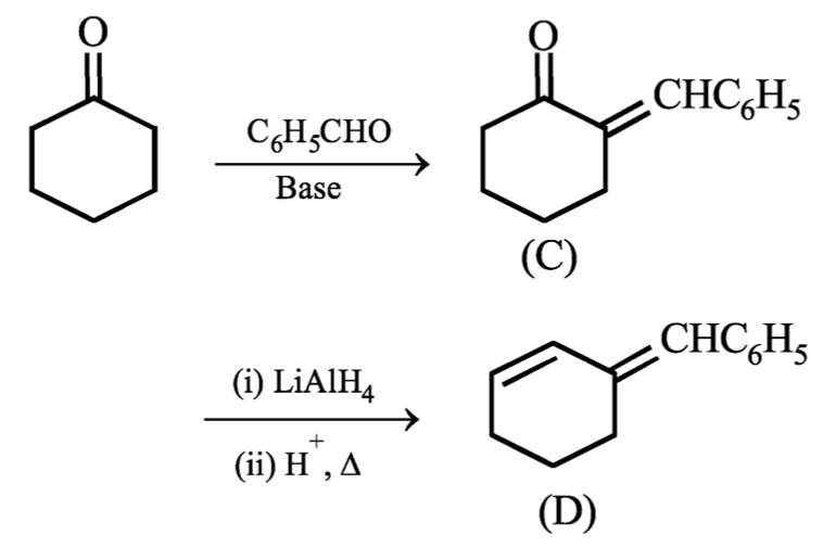 How many total number of ketonic groups are present in compound C and D ...