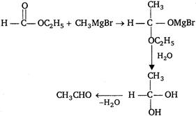 Reaction of ethyl formate with excess of CH3MgI followed by hydrolysis ...
