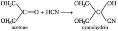 Formation of cyanohydrin from CH3COCH3 is called