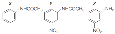 What are the structures of X, Y and Z in the following reaction ...