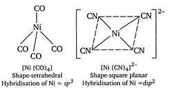 The correct statement with respect to the complexes [Ni(CO)4] and [Ni ...