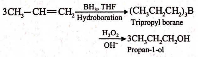 Propene, CH 3 CH = CH 2 can be converted into propan-l-ol by oxidation ...