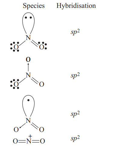 The species in which the N-atom is in a state of s p-hybridisation?