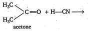 Formation of cyanohydrin from the reaction of acetone with HCN is called