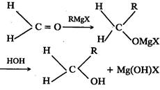 Primary alcohols can be obtained from the reaction of the RMgX with