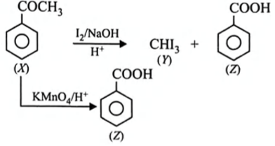 An aromatic compound (X) (C8H8O) gives positive 2,4-DNP test. It gives ...