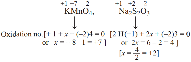 The Oxidation Number Of Mn And S In Kmno 4 And Na 2 S 2 O 3