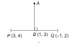 The equation of the right bisector of the line segment joining the ...