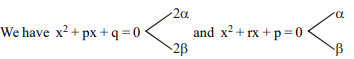 Let p, q, r be non-zero real numbers. If the quadratic equation x2+p x ...
