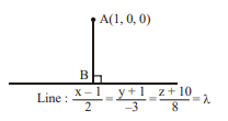 Let line be L: (x-1/2)=(y+1/-3)=(z+10/8) and a family of planes P ...