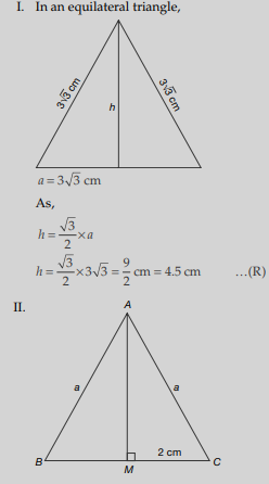 Match the columns. Column I Column II I If the side of an equilaterals ...