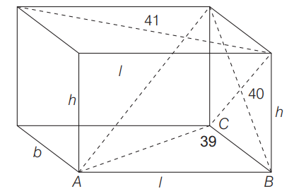 The three different face diagonals of a cuboid (rectangular ...