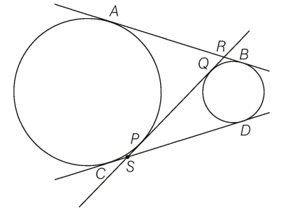 Suppose S1 and S2 are two unequal circles, AB and CD are the direct ...