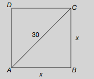 In a square if length of the diagonal is 30cm then side of the square is