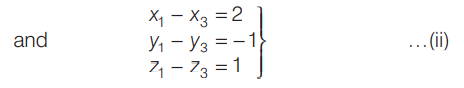 The direction ratios of the two lines A B and A C are 1,-1,-1 and 2,-1 ...
