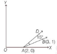 If the line joining two points A(2,0) and B(3,1) is rotated about A in anticlockwise direction ...
