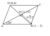 Let B(1,-3) and D(0,4) represent two vertices of rhombus A B C D in (x ...