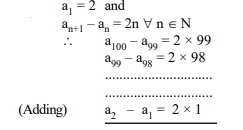 Let an be a sequence such that a1=2 and an+1-an=2 n for all n ∈ N, then ...