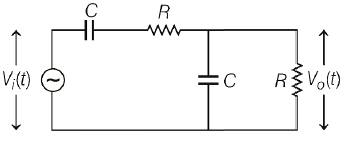 If the input voltage Vi to the circuit below is given by Vi (t) = A cos(2π ft) and the output ...