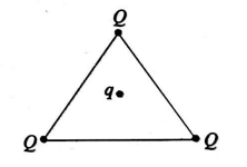 Three charges (each Q ) are placed at the three corners of an ...