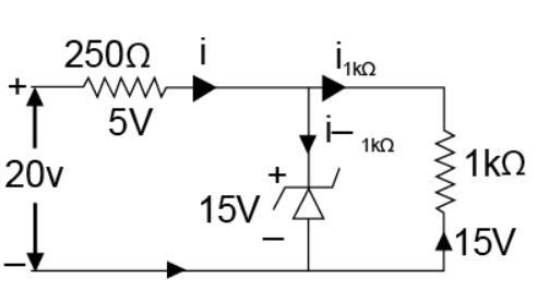 A Zener diode, having breakdown voltage equal to 15 V, is used in a voltage regulator circuit ...