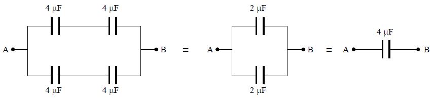 For the arrangement of capacitors as shown in the circuit, t