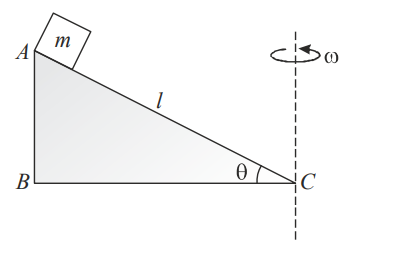 A block of mass m is placed at the top of a smooth wedge A B C. The ...